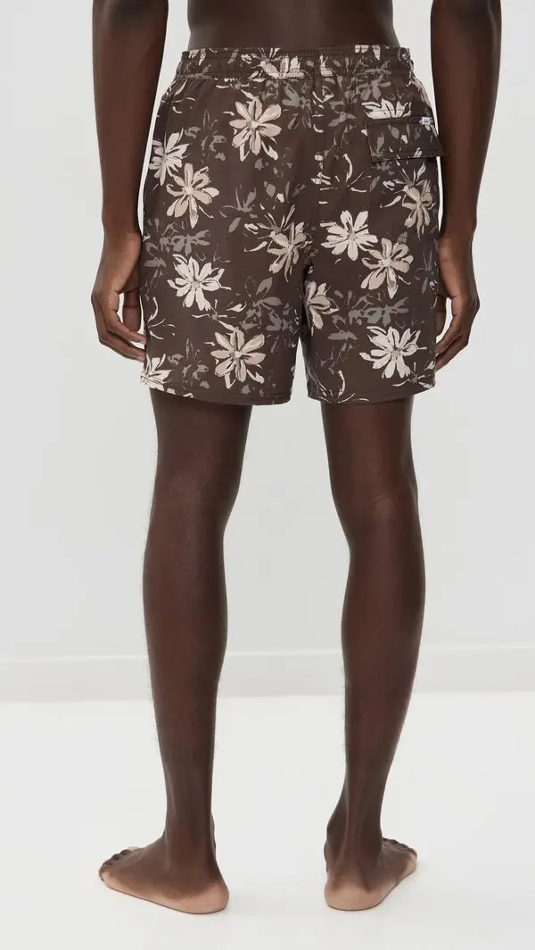 KATIN Volley Floral Swim Trunks - Cocoa