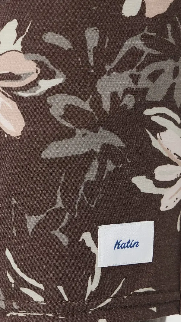 KATIN Volley Floral Swim Trunks - Cocoa