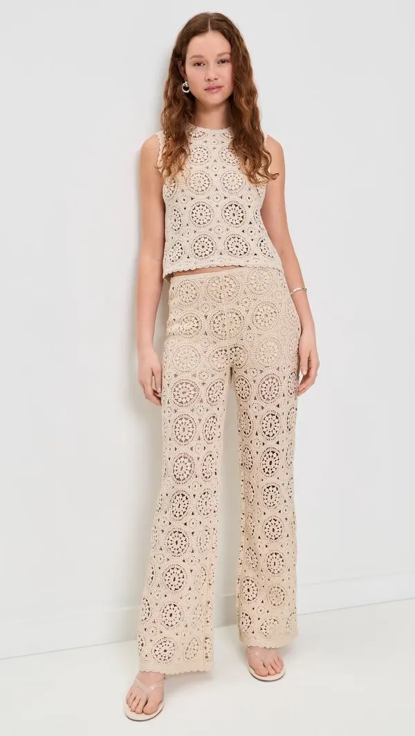 FRAME Crochet Wide Leg Pants