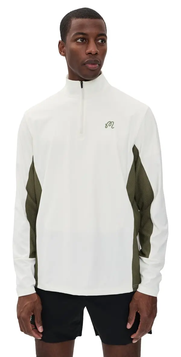 MALBON Santiago Mid Layer Quarter Zip - Cream/olivine