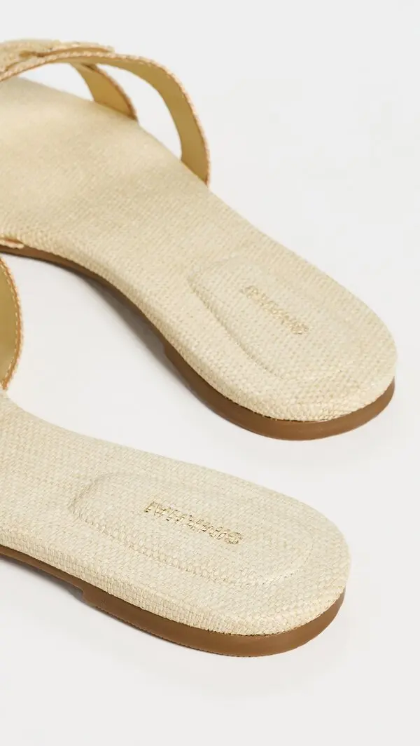 Simkhai Monogram Raffia Flat Slides - Natural