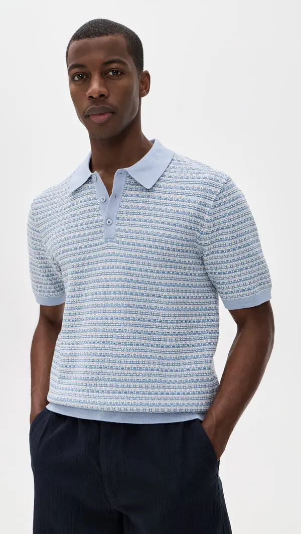 WAX LONDON Mini Geo Naples Knit Polo