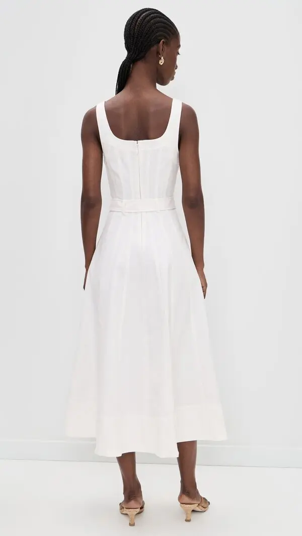 Cinq À Sept Sleeveless Square Neck Midi Dress With Belt