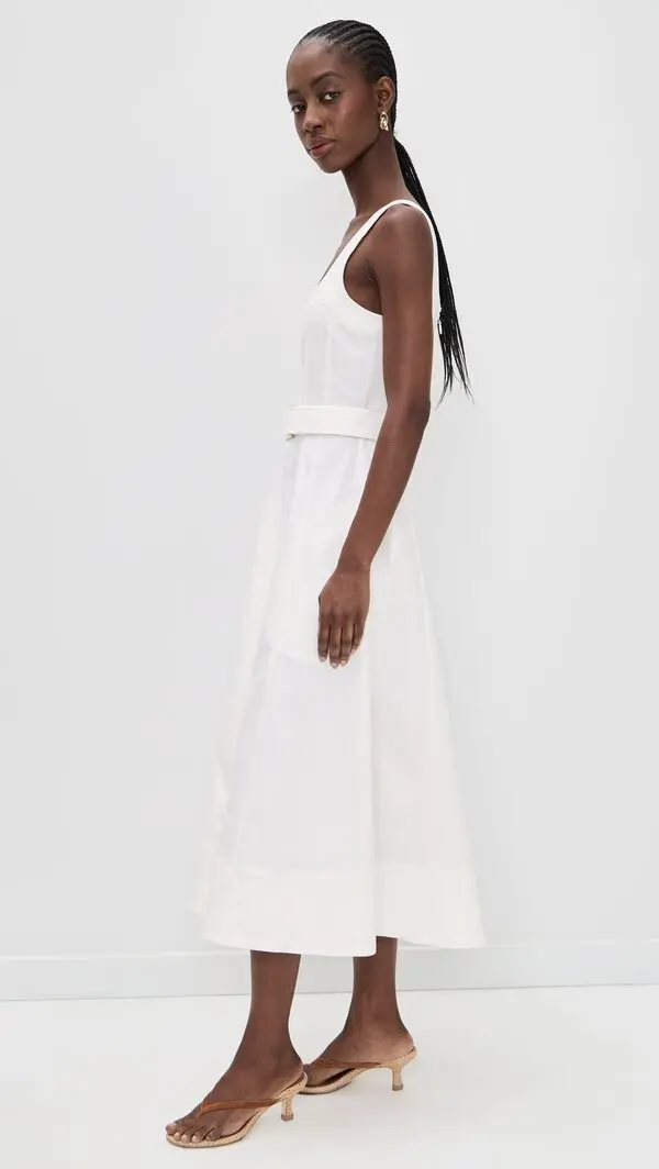 Cinq À Sept Sleeveless Square Neck Midi Dress With Belt