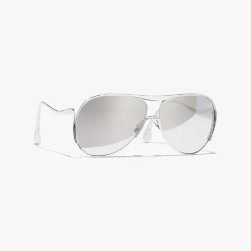 Chanel Pilot Sunglasses - Silver