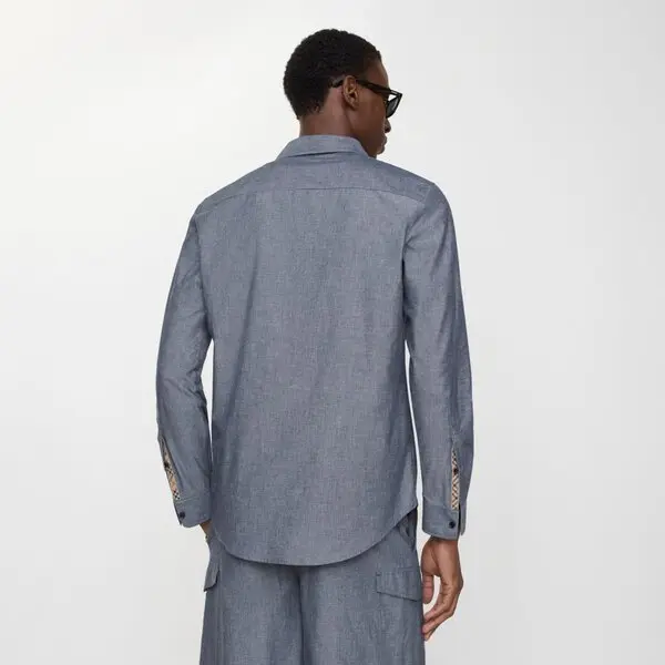 Burberry Classic Fit Cotton Blend Shirt - Bright Navy
