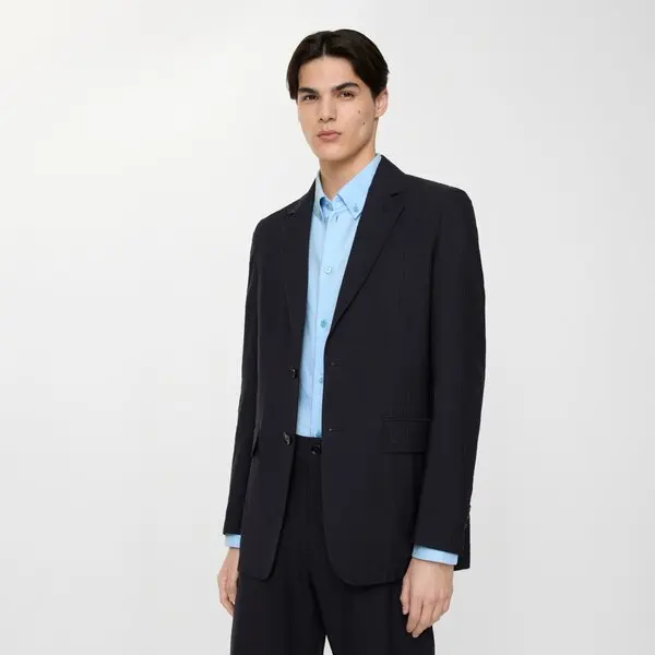Burberry Seersucker Cotton Linen Tailored Jacket