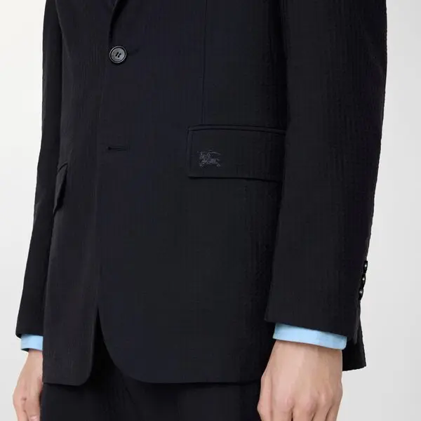 Burberry Seersucker Cotton Linen Tailored Jacket