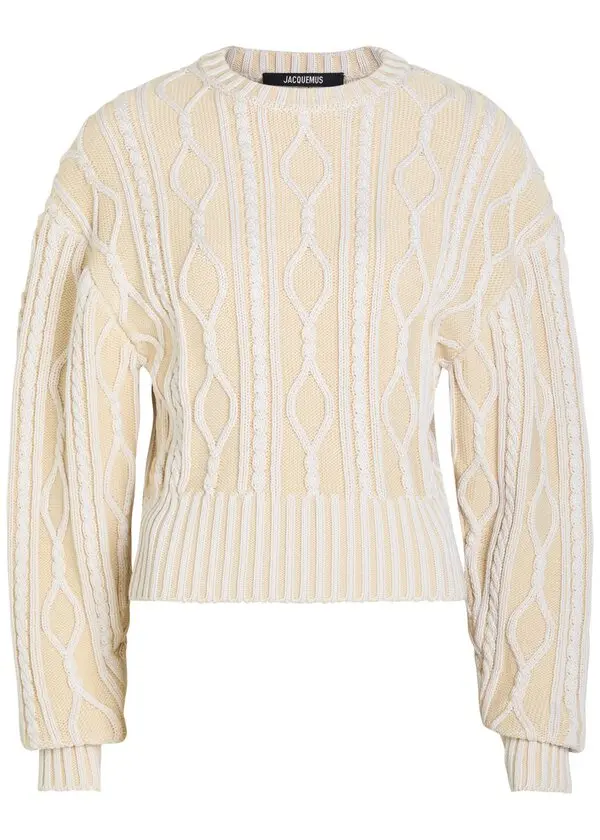 Jacquemus La Maille Amelo Cable-knit Cotton Jumper - Ivory
