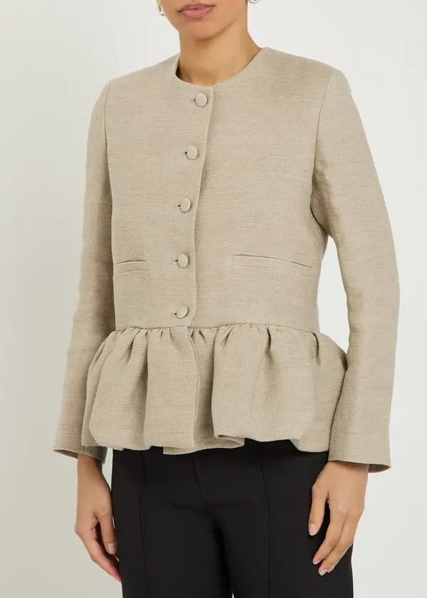 LIBEROWE Linen Peplum Jacket - Beige
