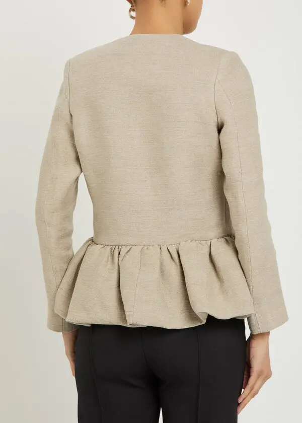 LIBEROWE Linen Peplum Jacket - Beige