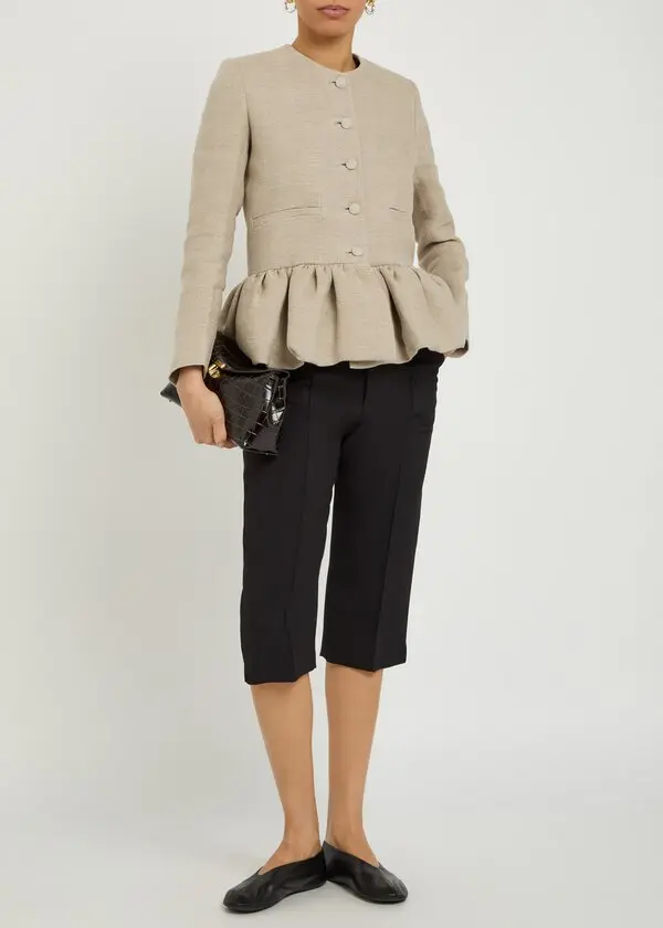 LIBEROWE Linen Peplum Jacket - Beige