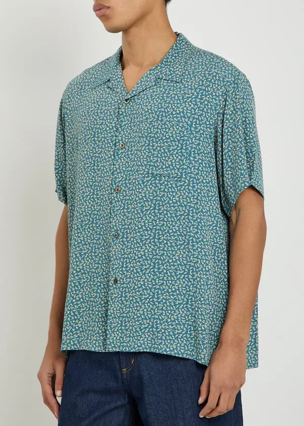 VOWELS Deer Printed Rayon Shirt