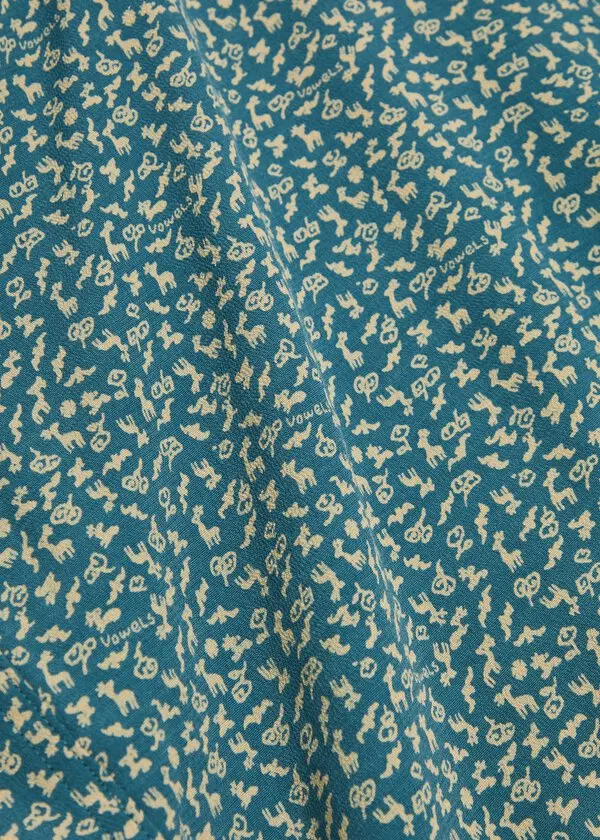 VOWELS Deer Printed Rayon Shirt