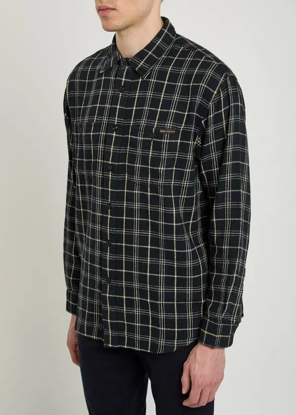 Nudie Jeans Checked Cotton And Linen-blend Shirt