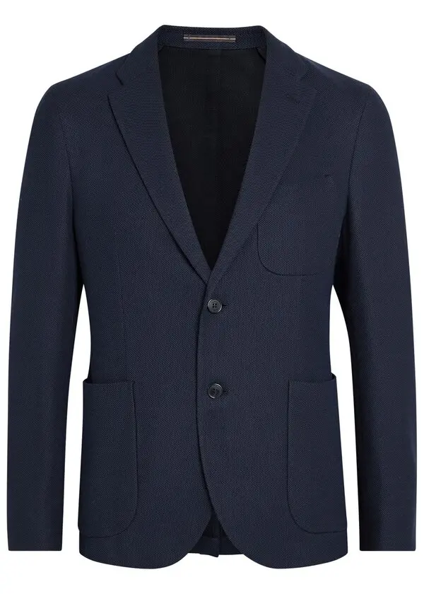 SLOWEAR Textured Cotton Blazer - Navy