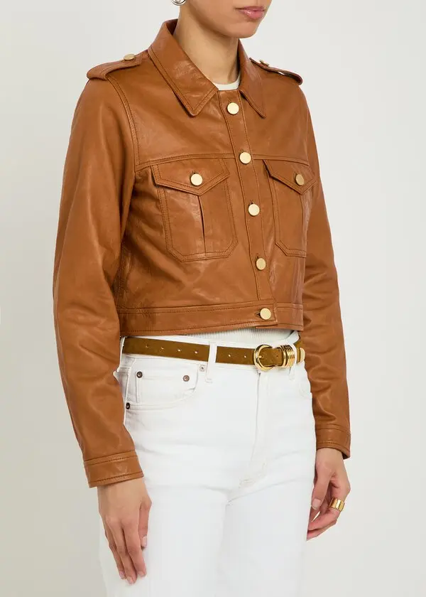 SKIIM Amelie Cropped Leather Jacket