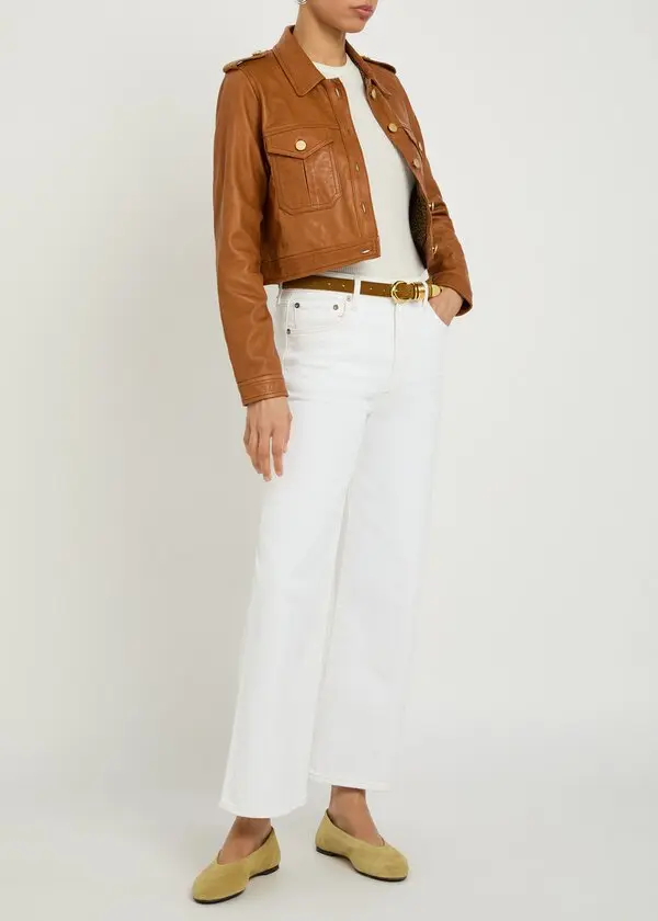 SKIIM Amelie Cropped Leather Jacket