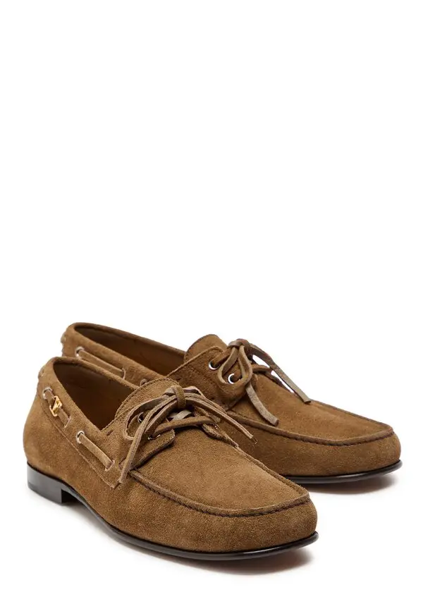 Valentino Garavani Vlogo Suede Loafers - Brown
