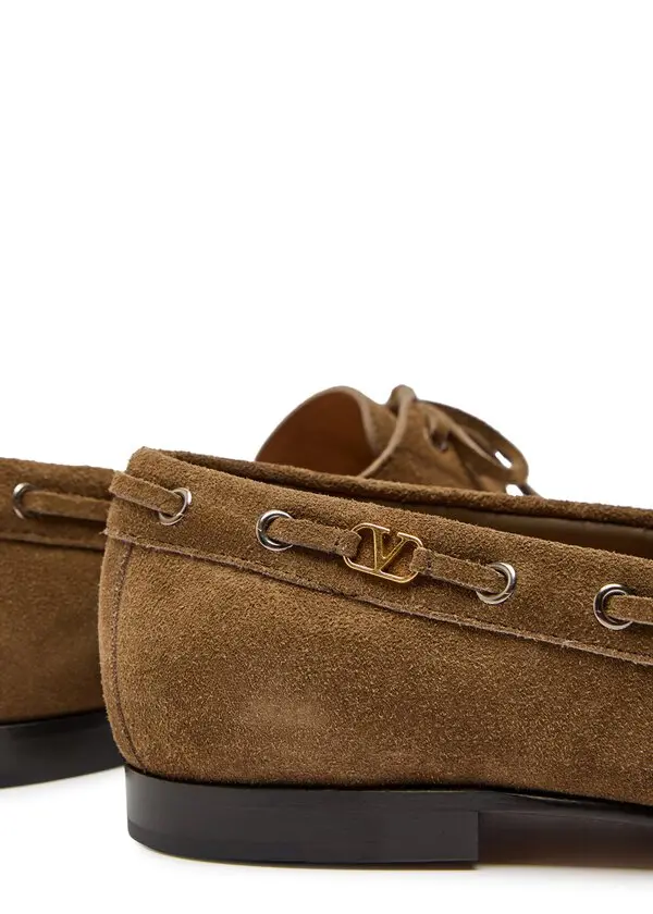 Valentino Garavani Vlogo Suede Loafers - Brown
