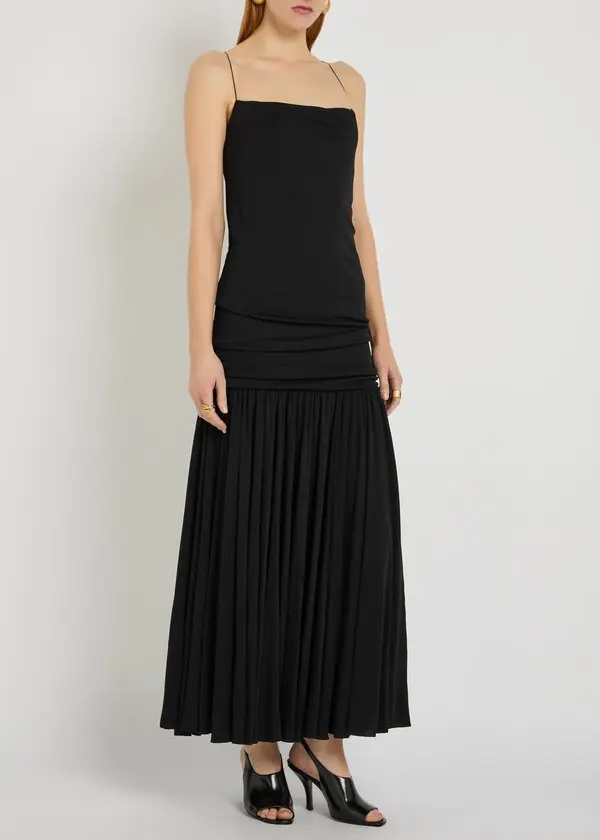 Jacquemus La Robe Abiha Draped Jersey Maxi Dress - Black
