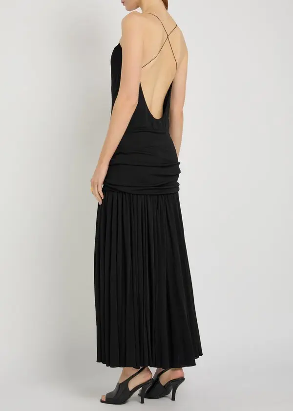 Jacquemus La Robe Abiha Draped Jersey Maxi Dress - Black