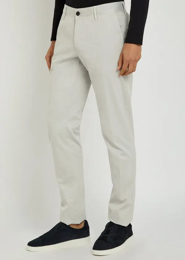 SLOWEAR Slim-leg Stretch-cotton Trousers - Light Grey