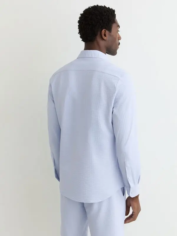 REISS Solarko Seersucker Cutaway-collar Shirt Regular-fit - Soft Blue