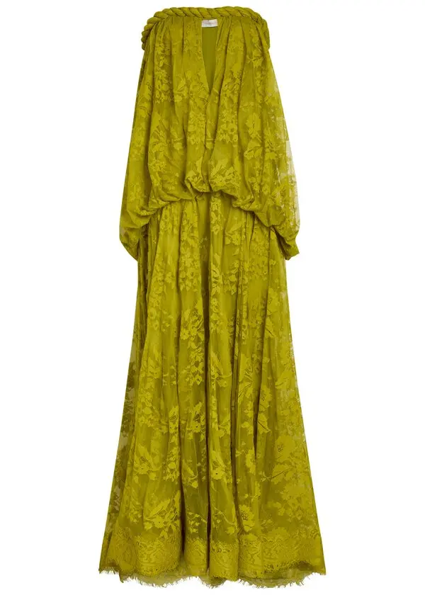 Zimmermann Luna Strapless Lace Gown - Olive