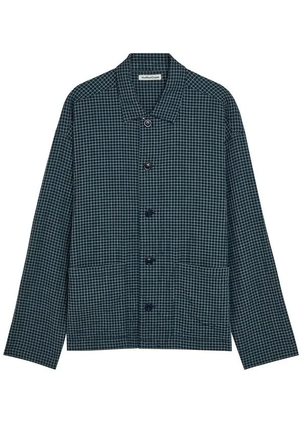 You Must Create Pj Checked Waffle Shirt - Navy