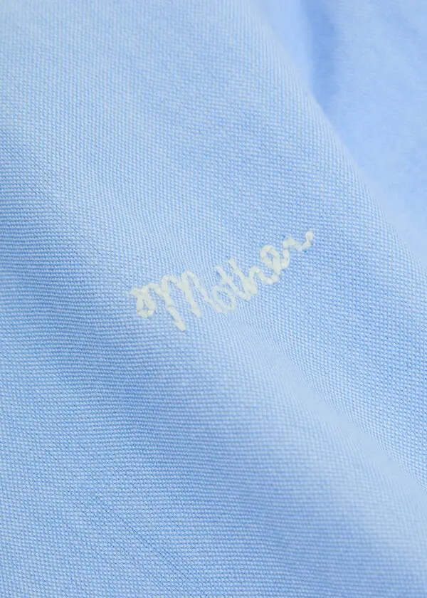 MOTHER Logo-embroidered Cotton Shirt - Light Blue