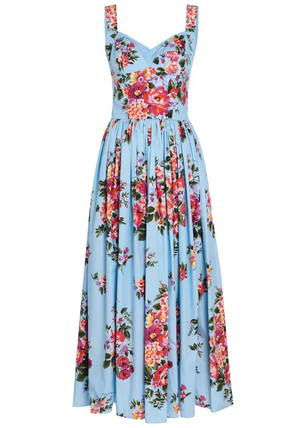 Dolce & Gabbana Floral-print Cotton-poplin Maxi Dress - Multicoloured 1