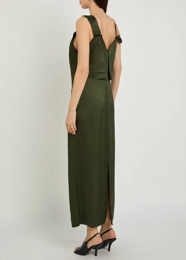TOTEME V-neck Satin Slip Midi Dress