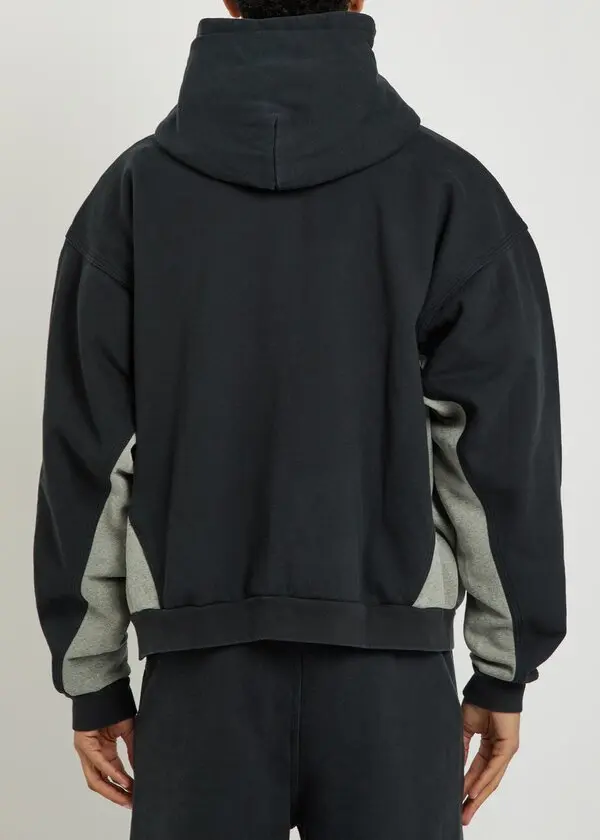 GALLERY DEPT. Panelled Hooded Cotton Sweatshirt - Black Grey