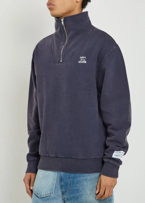 GALLERY DEPT. Logo Half-zip Cotton Sweatshirt - Navy