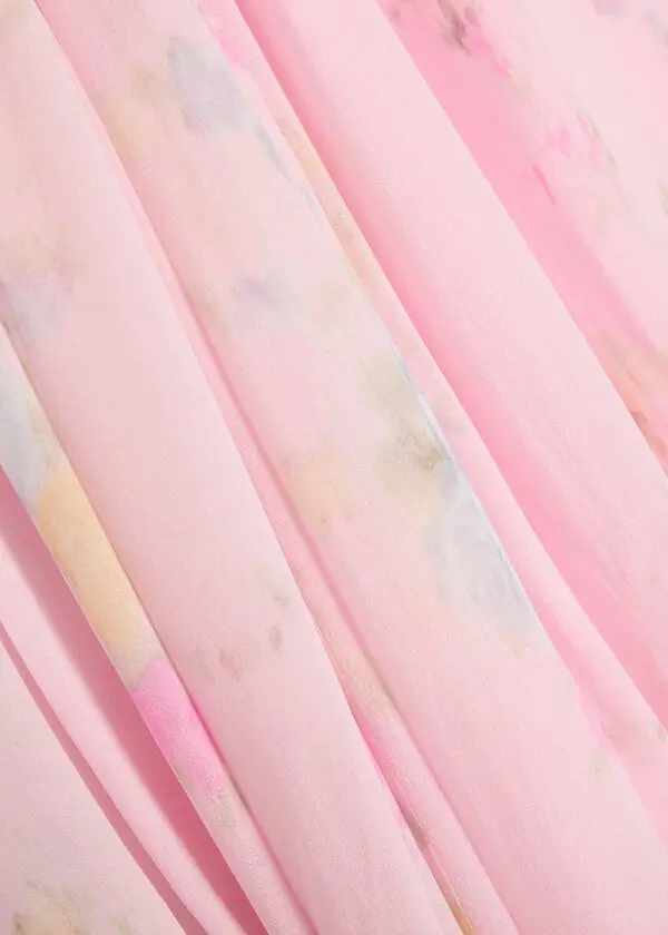 LoveShackFancy Emara Floral Strapless Chiffon Maxi Dress - Pink