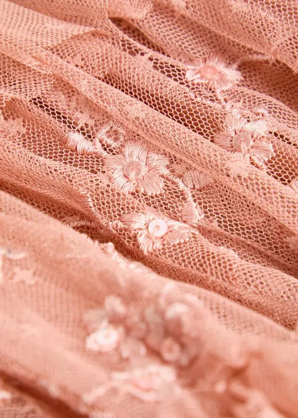 NEEDLE & THREAD Floral-embroidered Tulle Gown - Pink