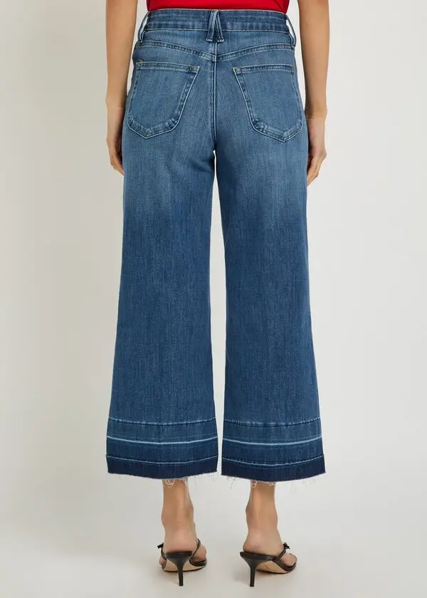 Good American Good Waist Palazzo Cropped Wide-leg Jeans - Navy