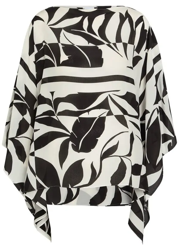 Max Mara Printed Silk-chiffon Cover-up Blouse - Black