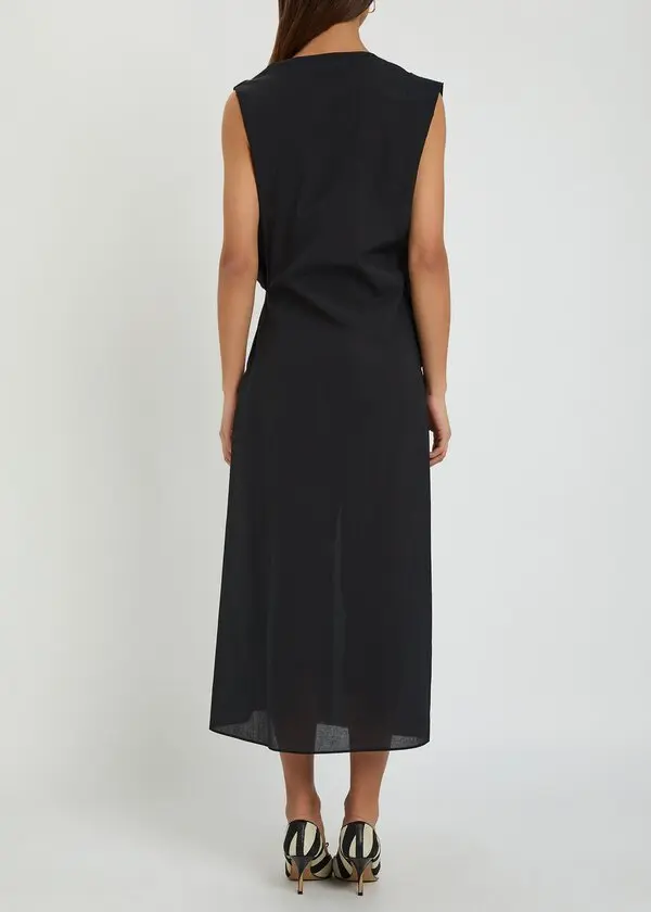 Jacquemus Draped Cotton-blend Midi Dress - Black