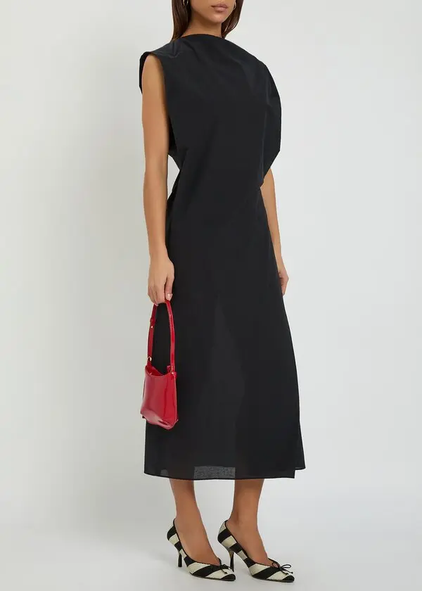 Jacquemus Draped Cotton-blend Midi Dress - Black