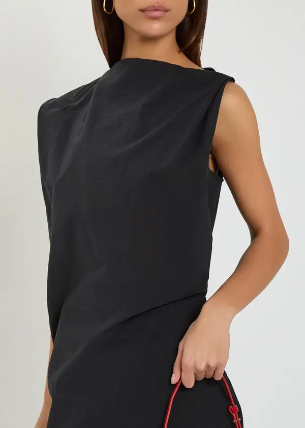 Jacquemus Draped Cotton-blend Midi Dress - Black