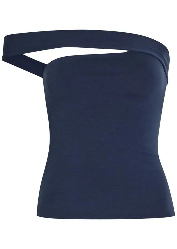SKIMS Asymmetric Stretch-cotton Top - Navy