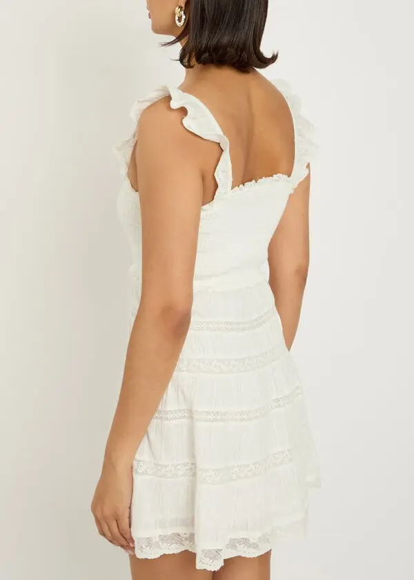 LoveShackFancy Cotton Mini Dress With Lace Trim