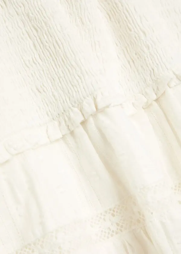 LoveShackFancy Cotton Mini Dress With Lace Trim
