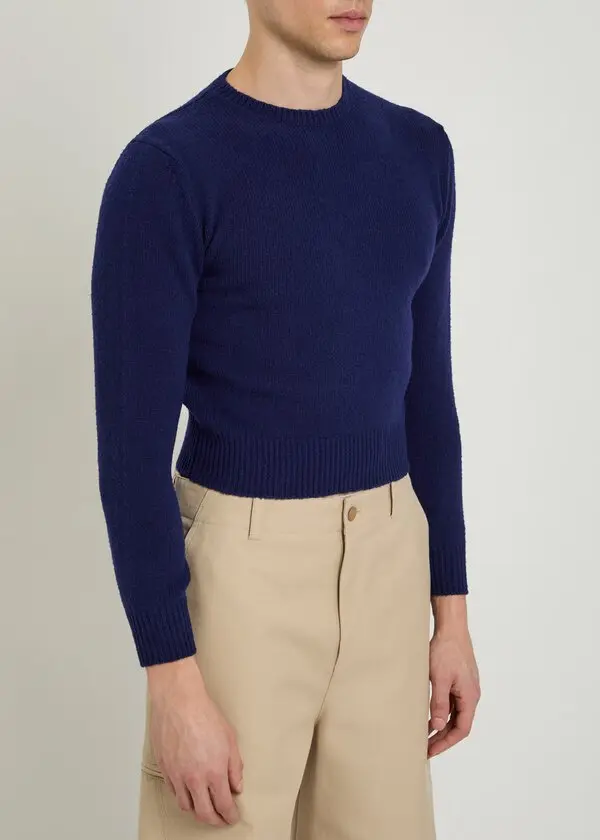 JIL SANDER 3/4 Sleeve Wool-blend Jumper - Blue