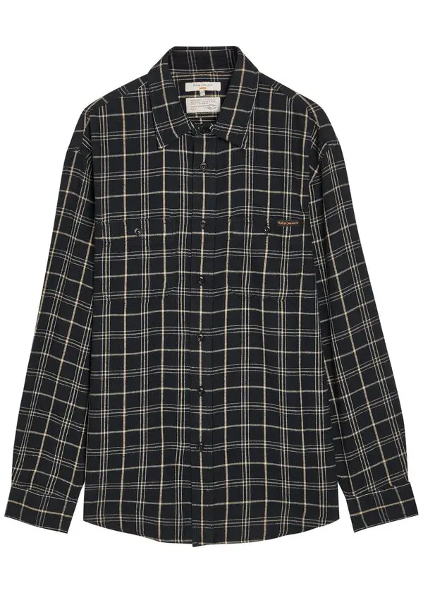 Nudie Jeans Checked Cotton And Linen-blend Shirt