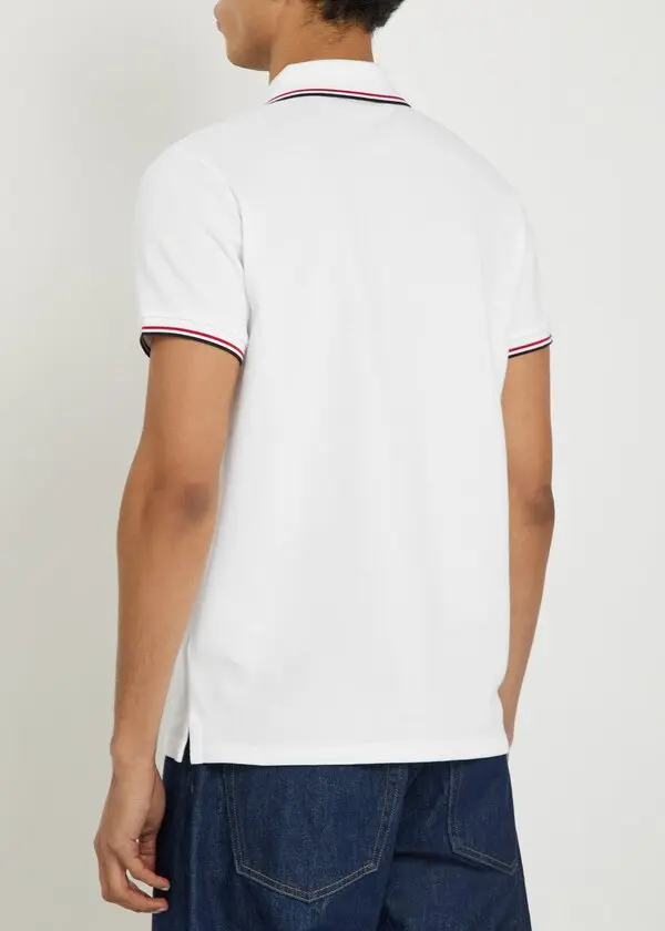 Moncler Logo-appliquéd Piqué Cotton Polo Shirt - White