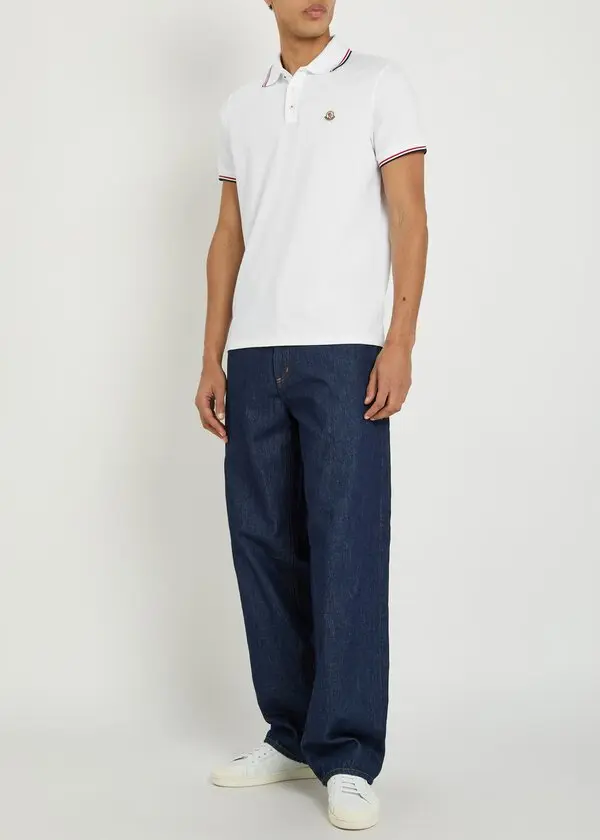 Moncler Logo-appliquéd Piqué Cotton Polo Shirt - White