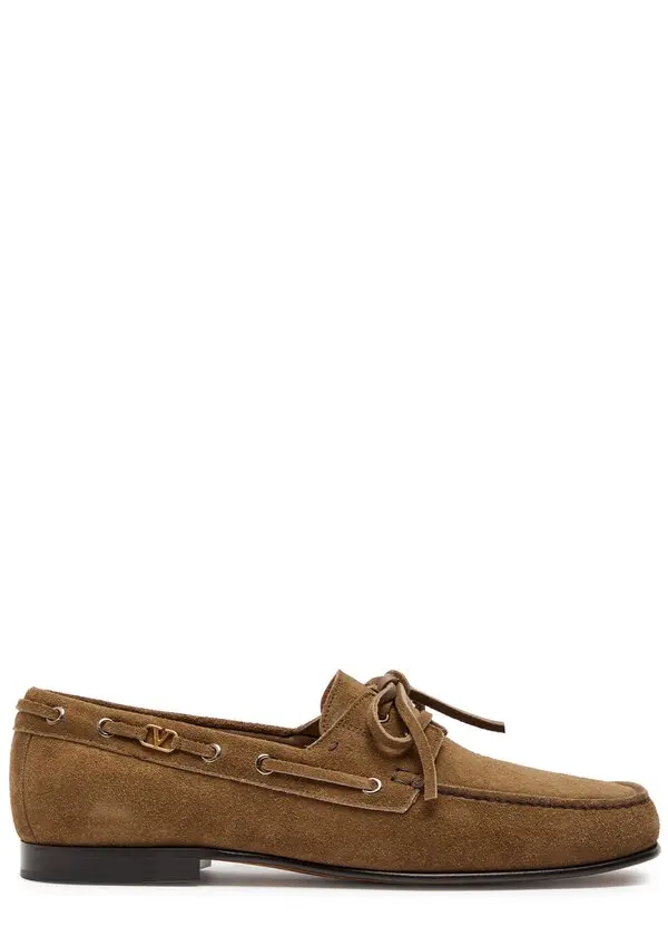 Valentino Garavani Vlogo Suede Loafers - Brown